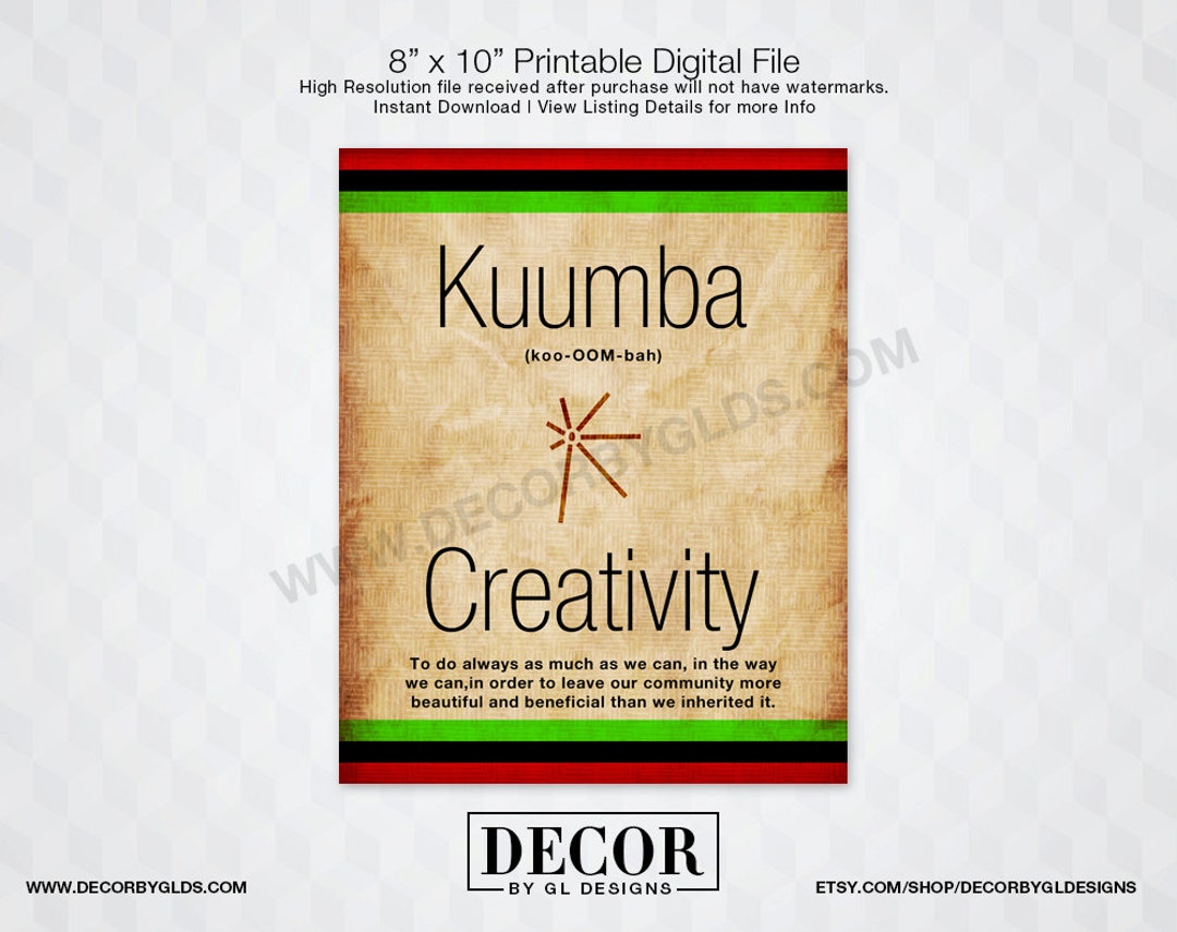 Kuumba Kwanzaa Sign. Printable Red, Black & Green Sign, Kwanzaa ...