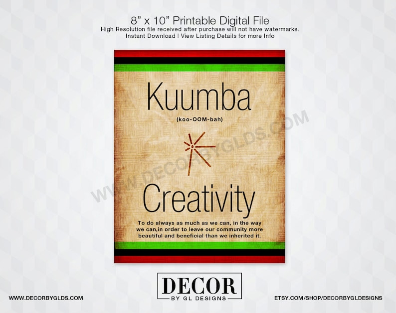 Kuumba Kwanzaa Sign. Printable Red, Black & Green Sign, Kwanzaa ...