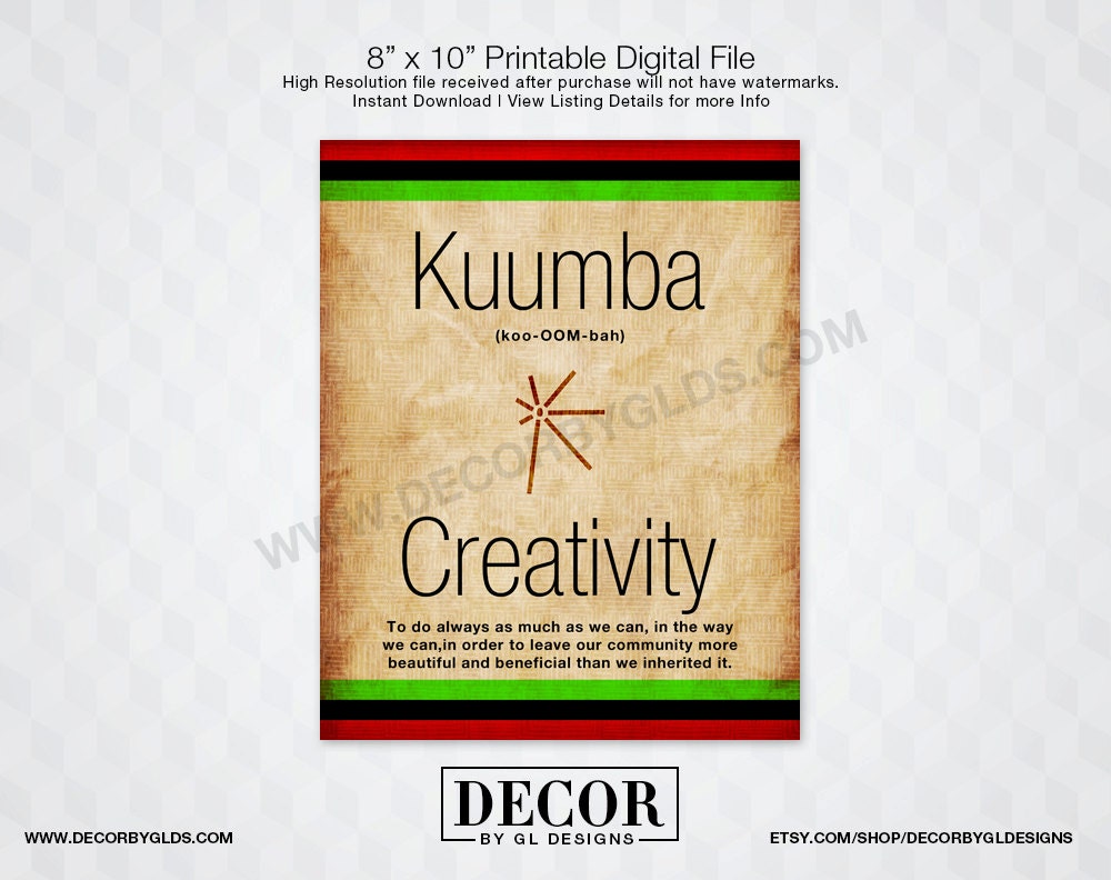 Kuumba Kwanzaa Sign. Printable Red, Black & Green Sign, Kwanzaa ...
