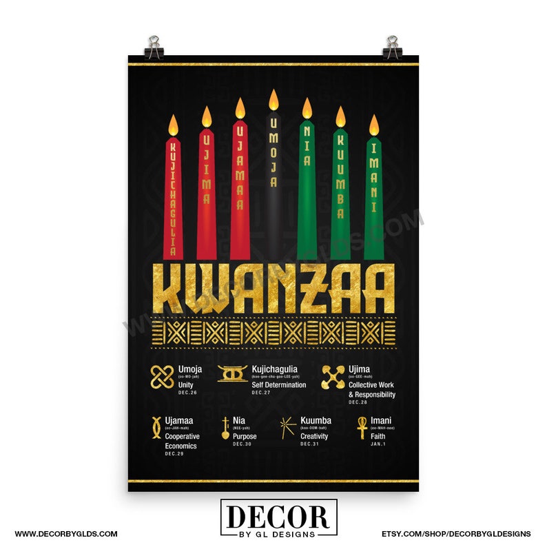 Kwanzaa Poster. 24x36 Matte Paper Poster With Kwanzaa Candles ...