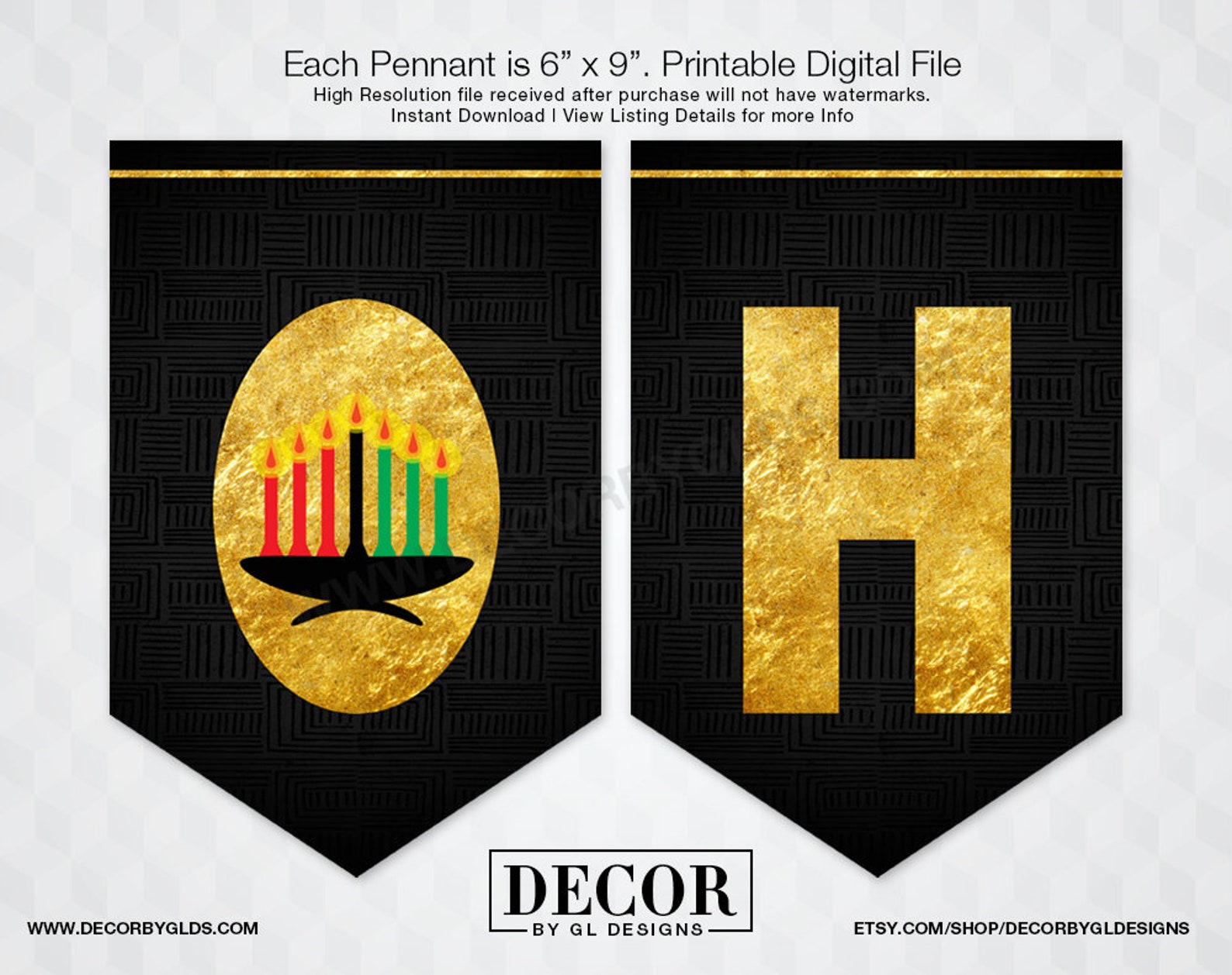 Kwanzaa Banner Sign, Kwanzaa Decorations. Printable Black & Gold Happy ...