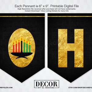 Kwanzaa Banner Sign, Kwanzaa Decorations. Printable Black & Gold Happy ...