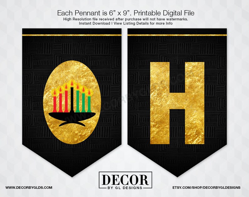 Kwanzaa Banner Sign, Kwanzaa Decorations. Printable Black & Gold Happy ...