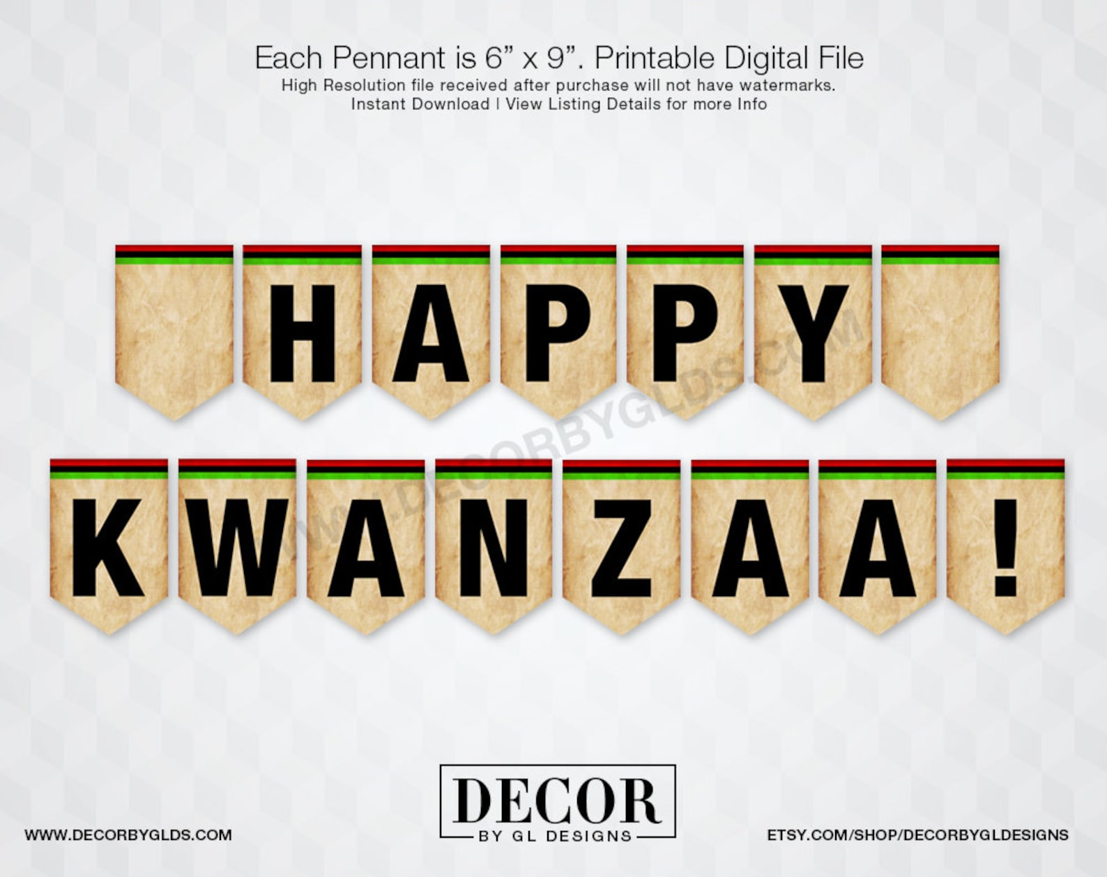 Kwanzaa Pennant Banner Sign, Kwanzaa Decorations. Printable Red, Black ...