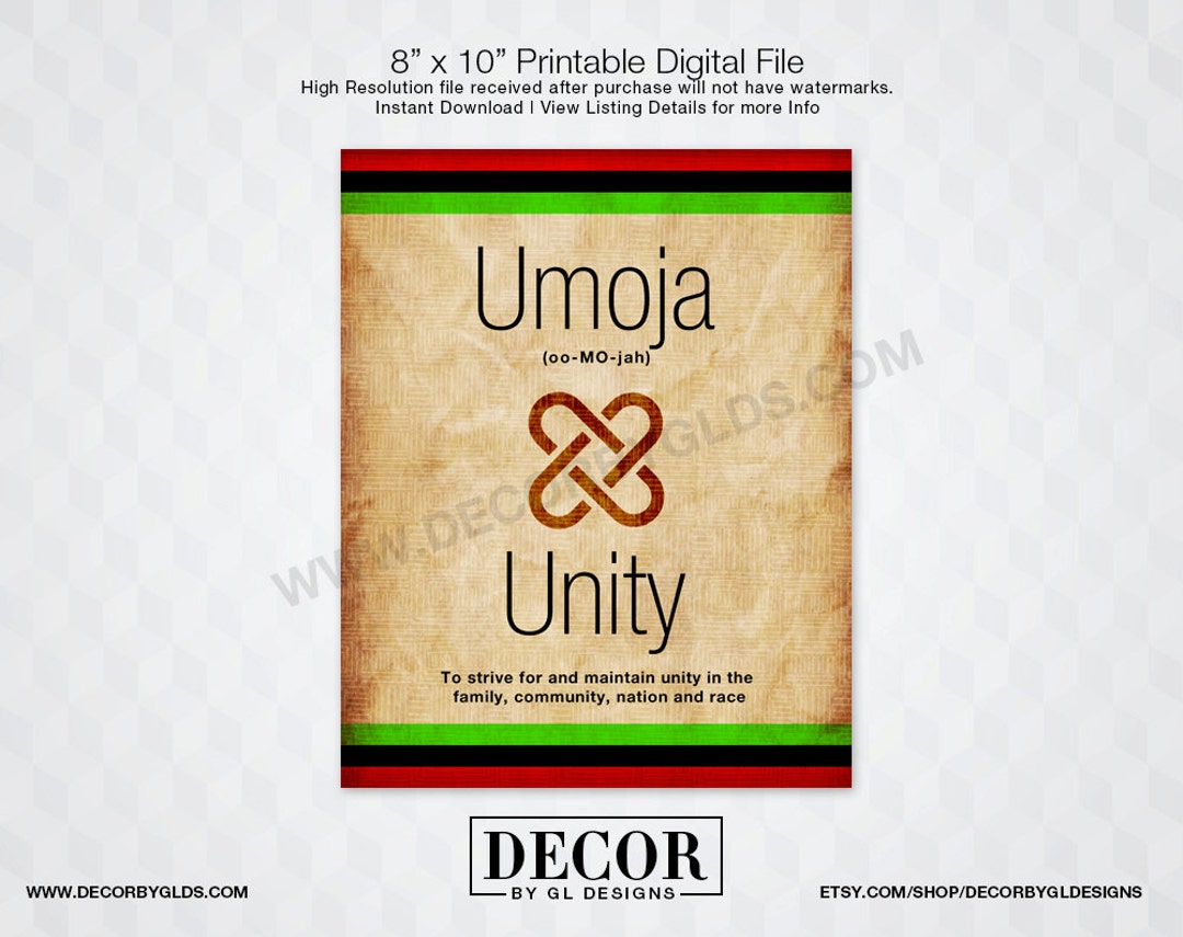 Umoja Kwanzaa Sign. Printable Red, Black & Green Unity Sign, Kwanzaa ...