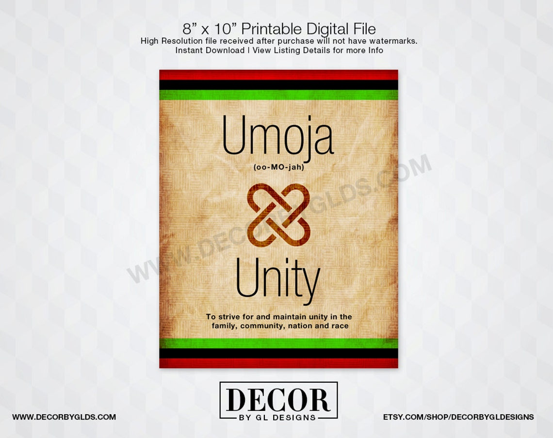 Umoja Kwanzaa Sign. Printable Red, Black & Green Unity Sign, Kwanzaa ...