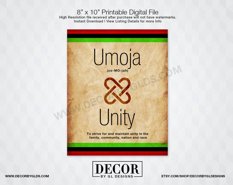 Umoja Kwanzaa Sign. Printable Red, Black & Green Unity Sign, Kwanzaa ...