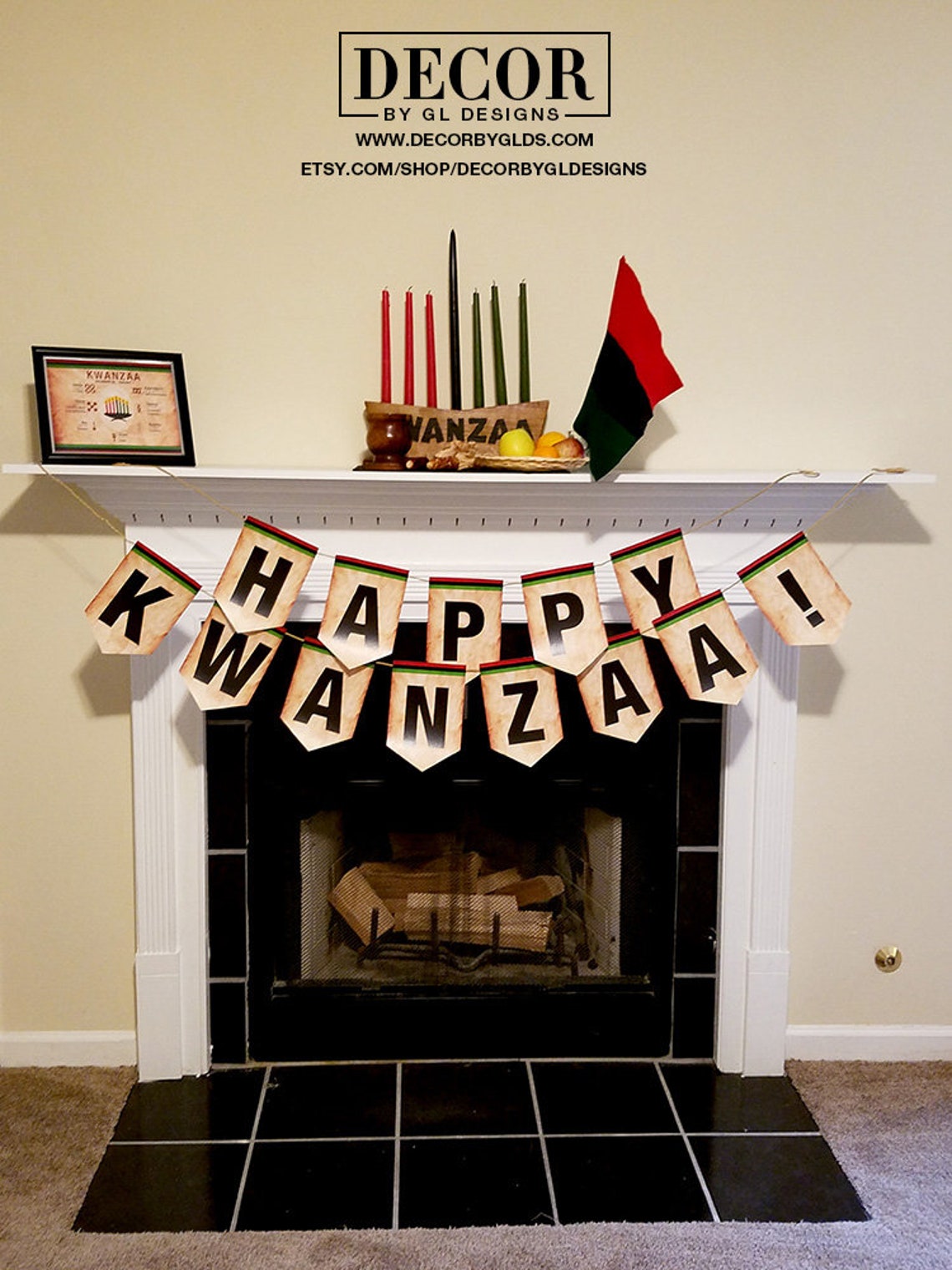 Kwanzaa Pennant Banner Sign, Kwanzaa Decorations. Printable Red, Black ...