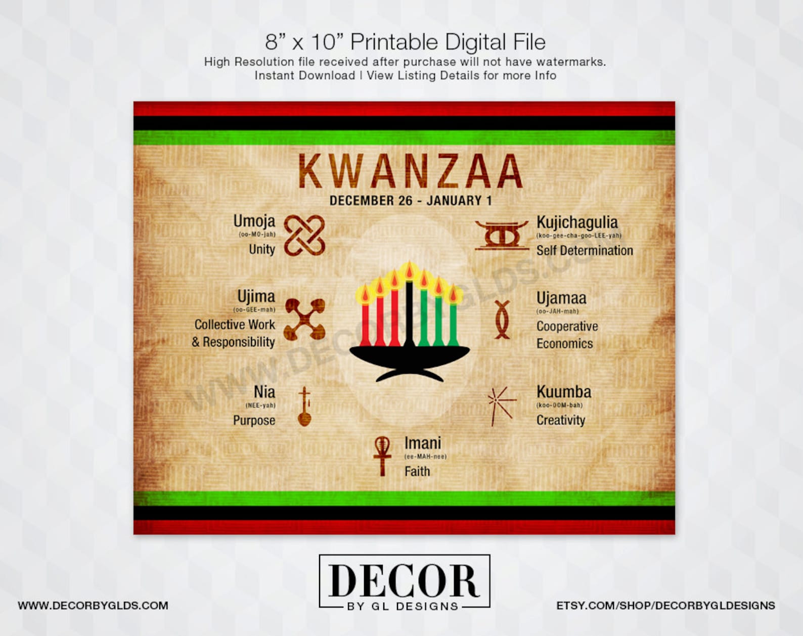 Kwanzaa Sign / Kwanzaa Decorations. Printable Red, Black & Green ...