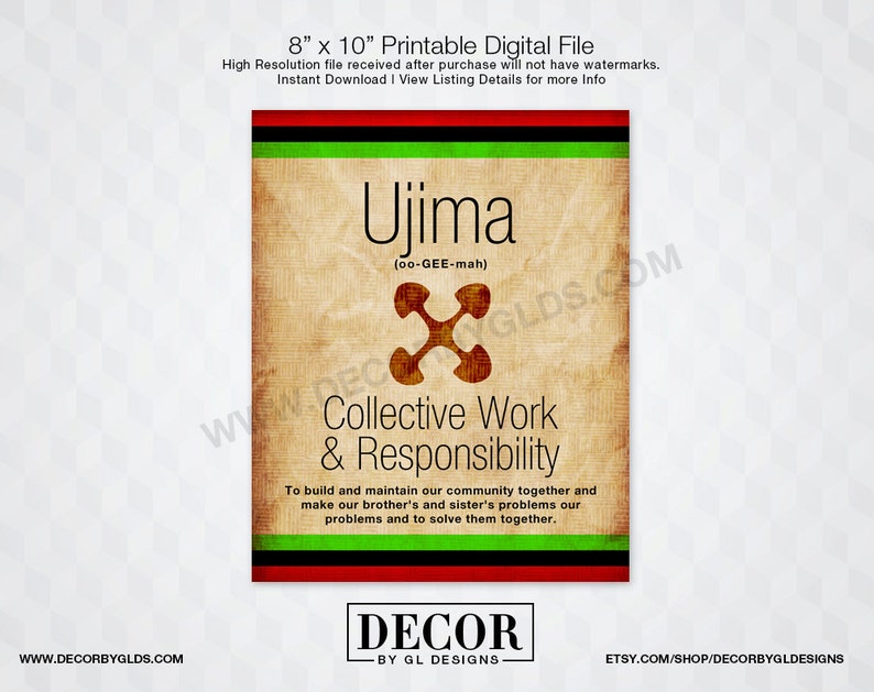 Ujima Kwanzaa Sign. Printable Red, Black & Green Sign, Kwanzaa ...