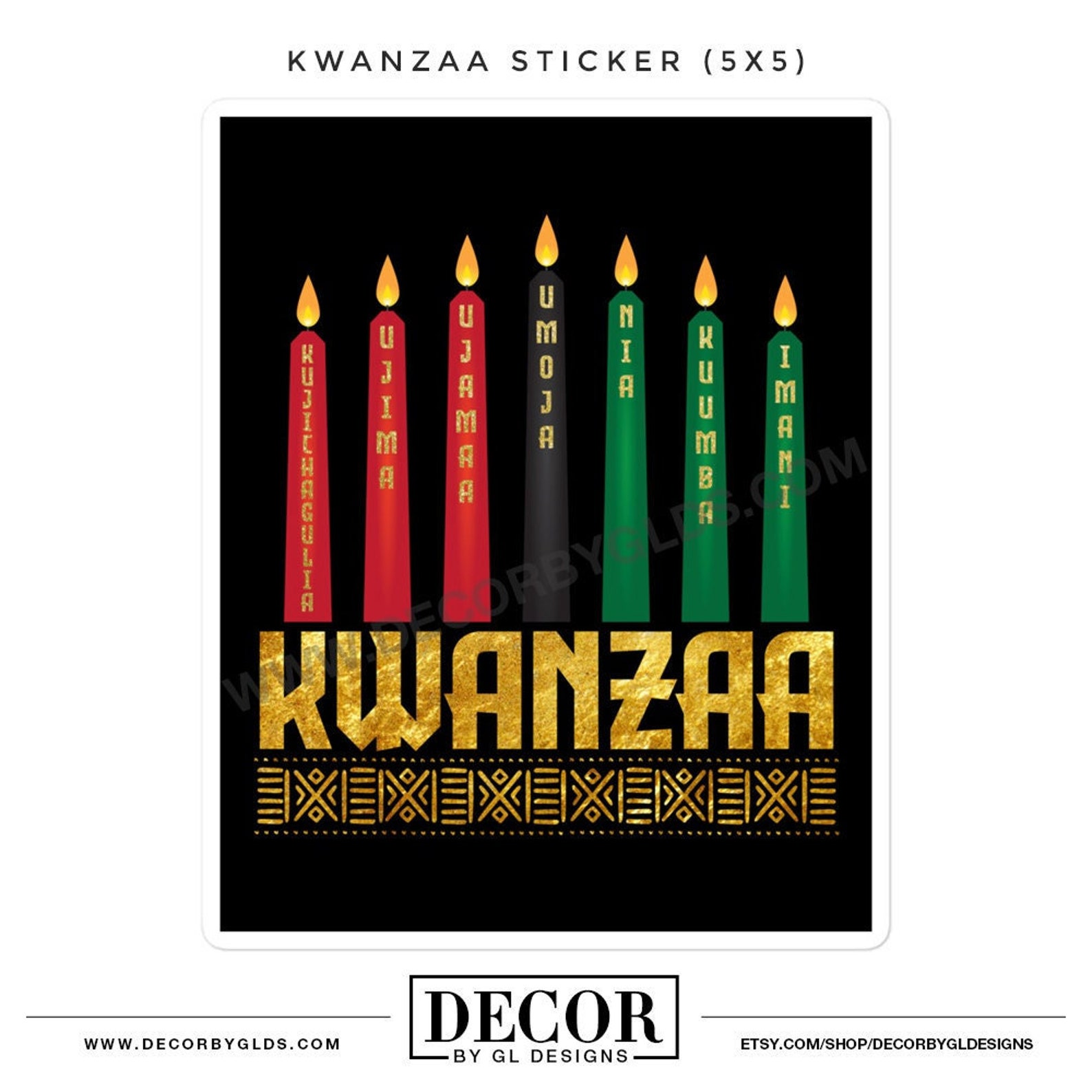 Kwanzaa Sticker Featuring Kinara and Candles - Etsy