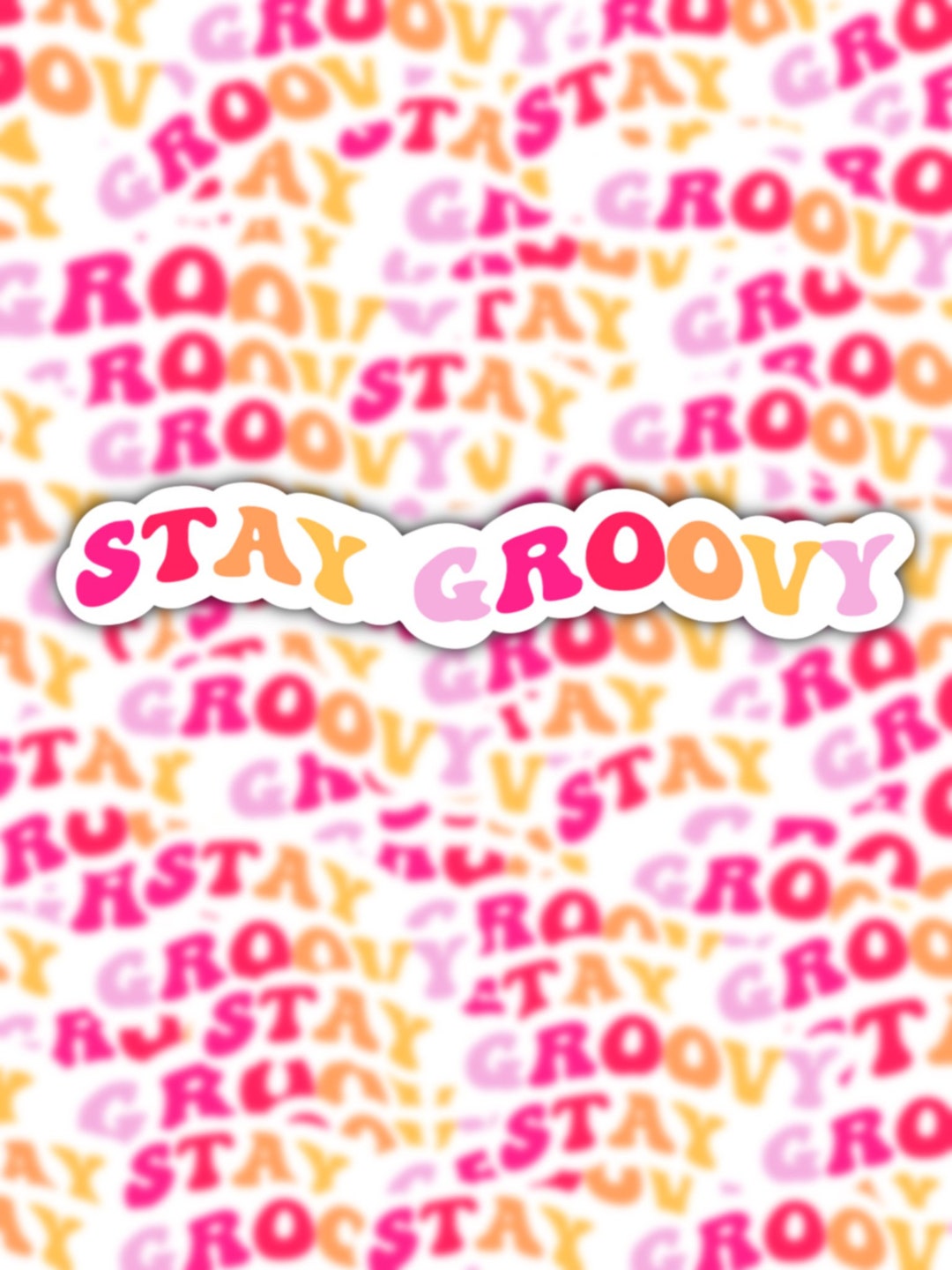 Colorful Wavy Stay Groovy Glossy Waterproof Vinyl Sticker - Etsy
