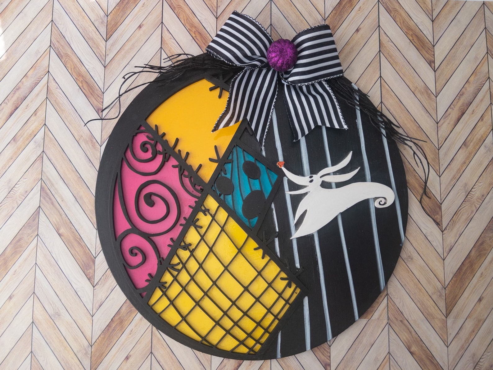 Nightmare Before Christmas Inspired Sign - Round Wood Sign - Handmade ...