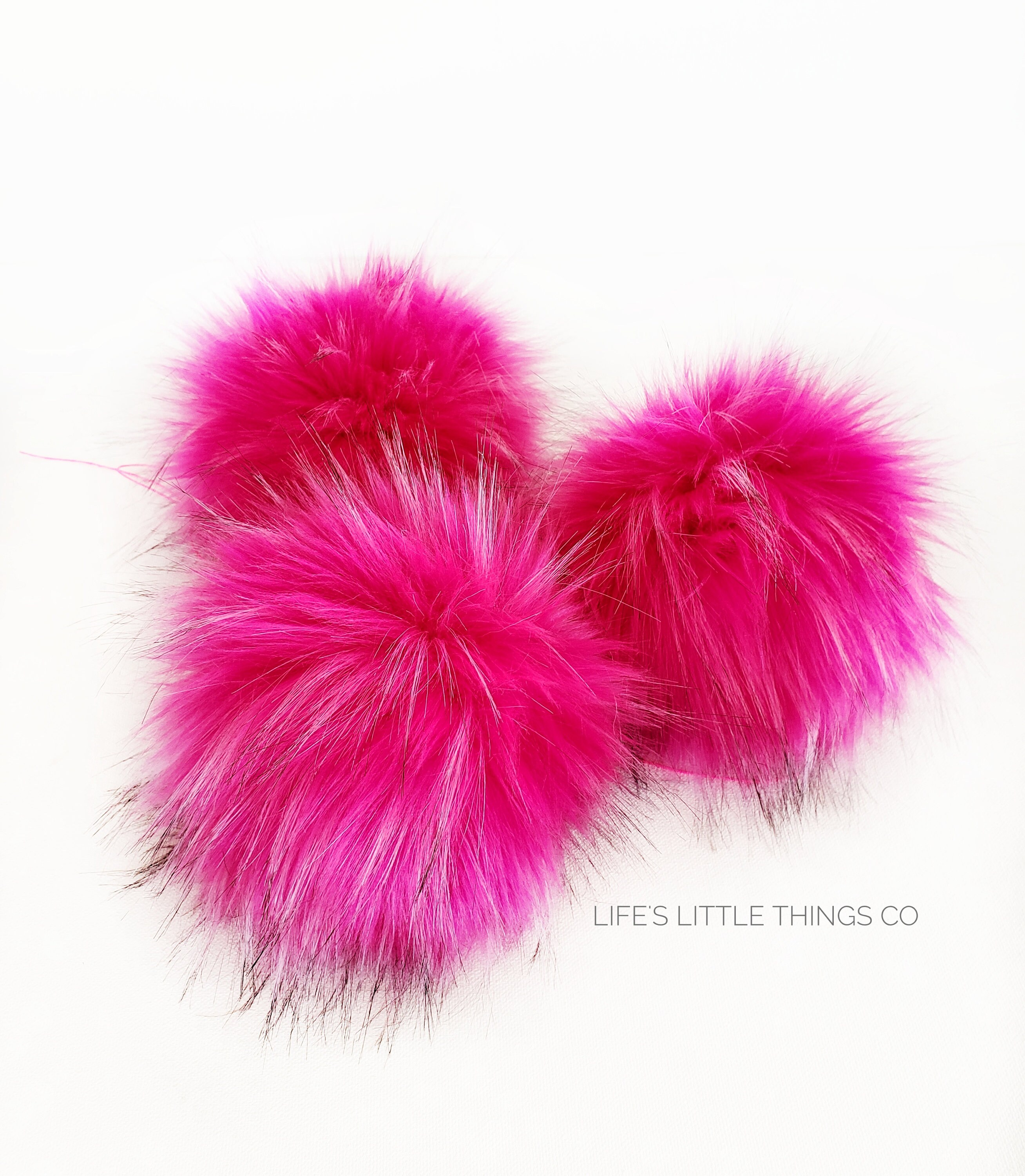 3 Sizes Flamingo Faux Fur Pom Pom Hot Pink Black Pompom - Etsy
