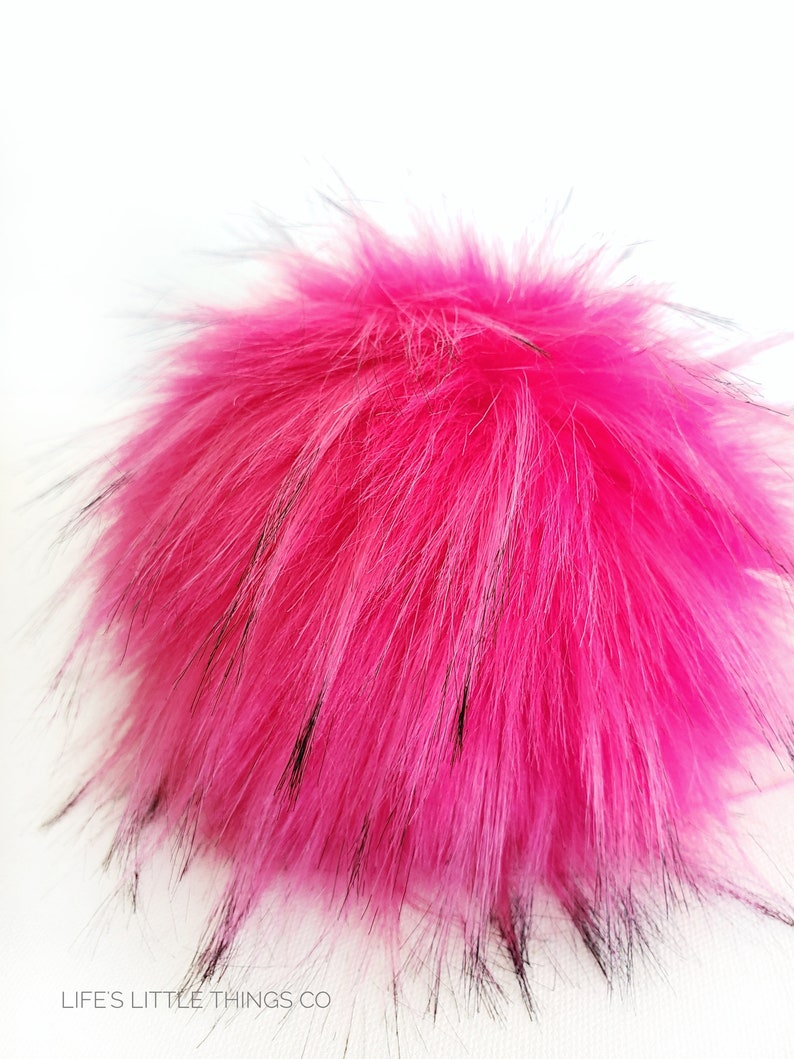 3 Sizes Flamingo Faux Fur Pom Pom Hot Pink Black Pompom - Etsy