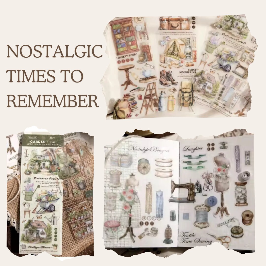 Nostalgic Times Theme Sticker Set, Camping Stickers, Sewing Stickers ...