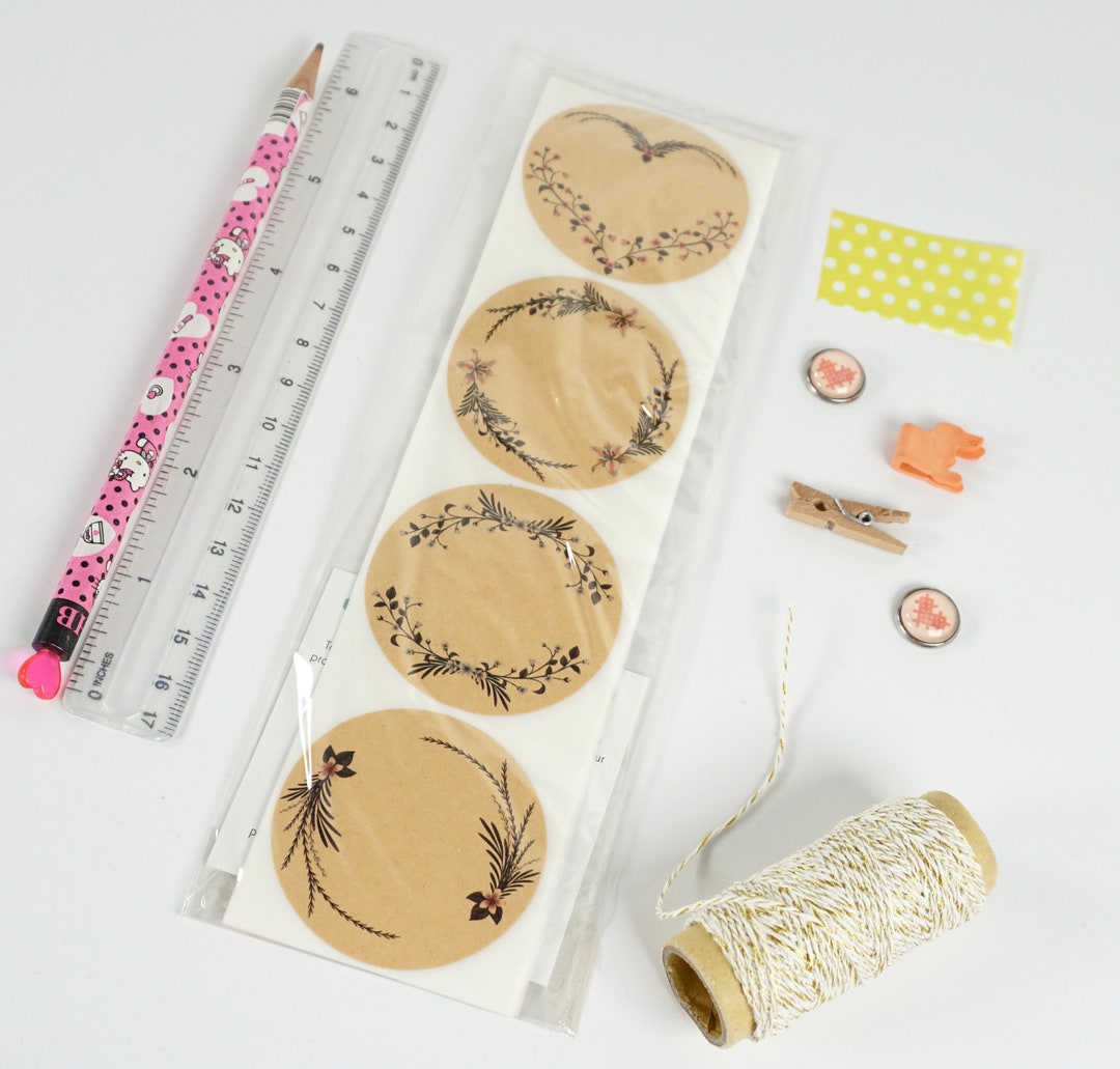 Eco Label With Flower Design Sticker, Eco Flower Wreath Design Stickers ...