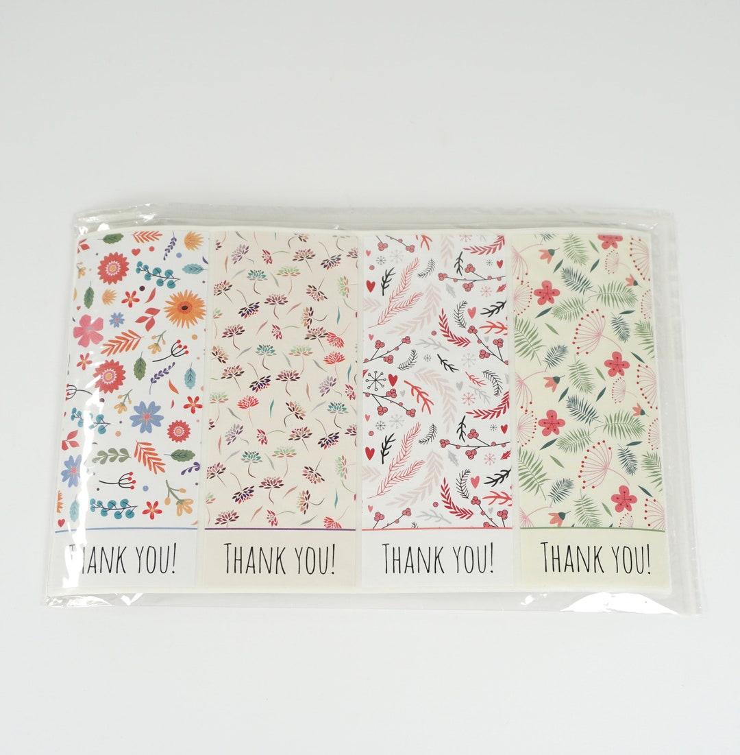 Floral Box Packaging Thank You Sticker, Rectangle Thank You Sticker ...