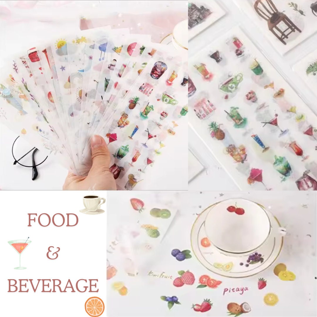 Cute Food and Drinks Themed Stickers, Cocktail Stickers, Coffee ...