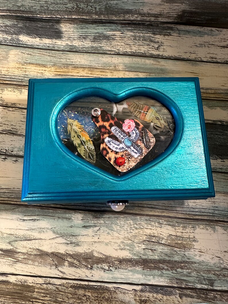 Upcycled Reworked Repaint Western Cowgirl Jewelry Box Small 4x6x2 Cute ...