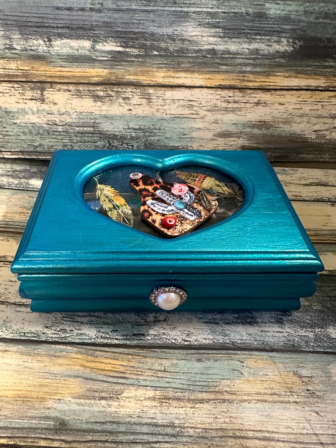 Upcycled Reworked Repaint Western Cowgirl Jewelry Box Small 4x6x2 Cute ...
