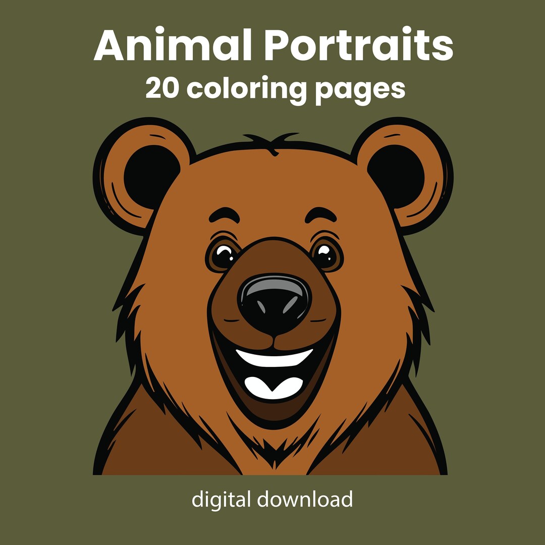 Animal Portraits 20 Detailed Coloring Pages Bundle - Etsy