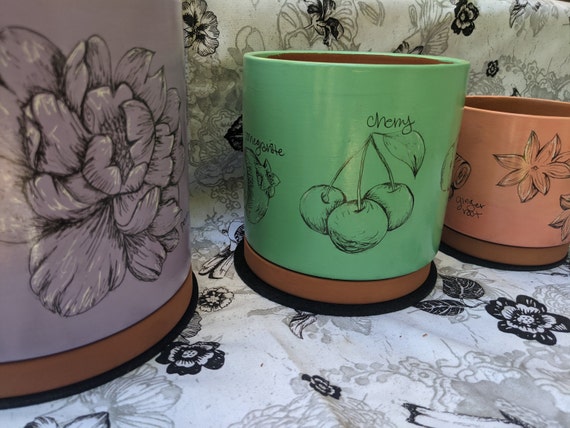 Ceramic Hand Painted Planters | Etsy