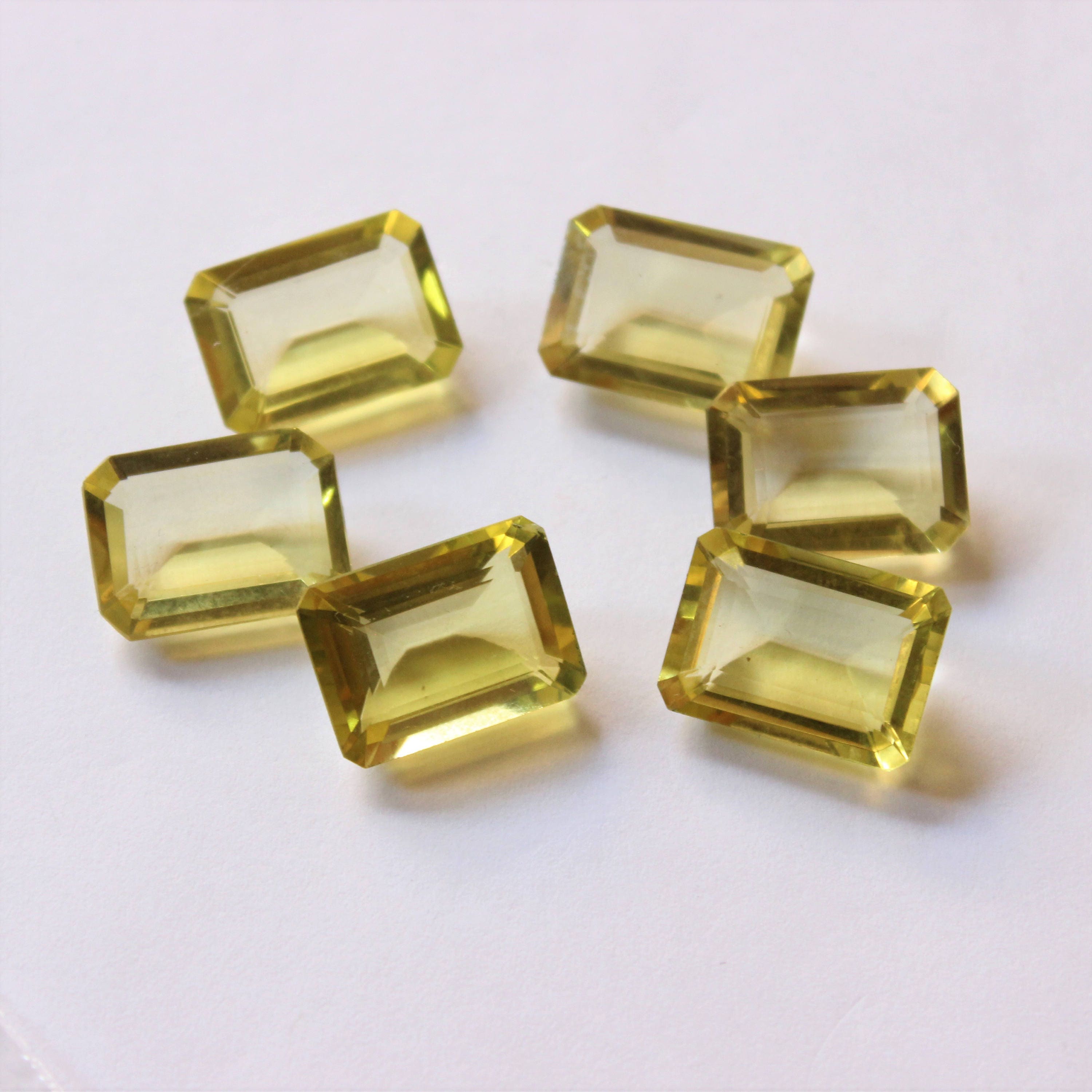 Natural rectangle lemon quartz calibrated gemstones for bezel | Etsy
