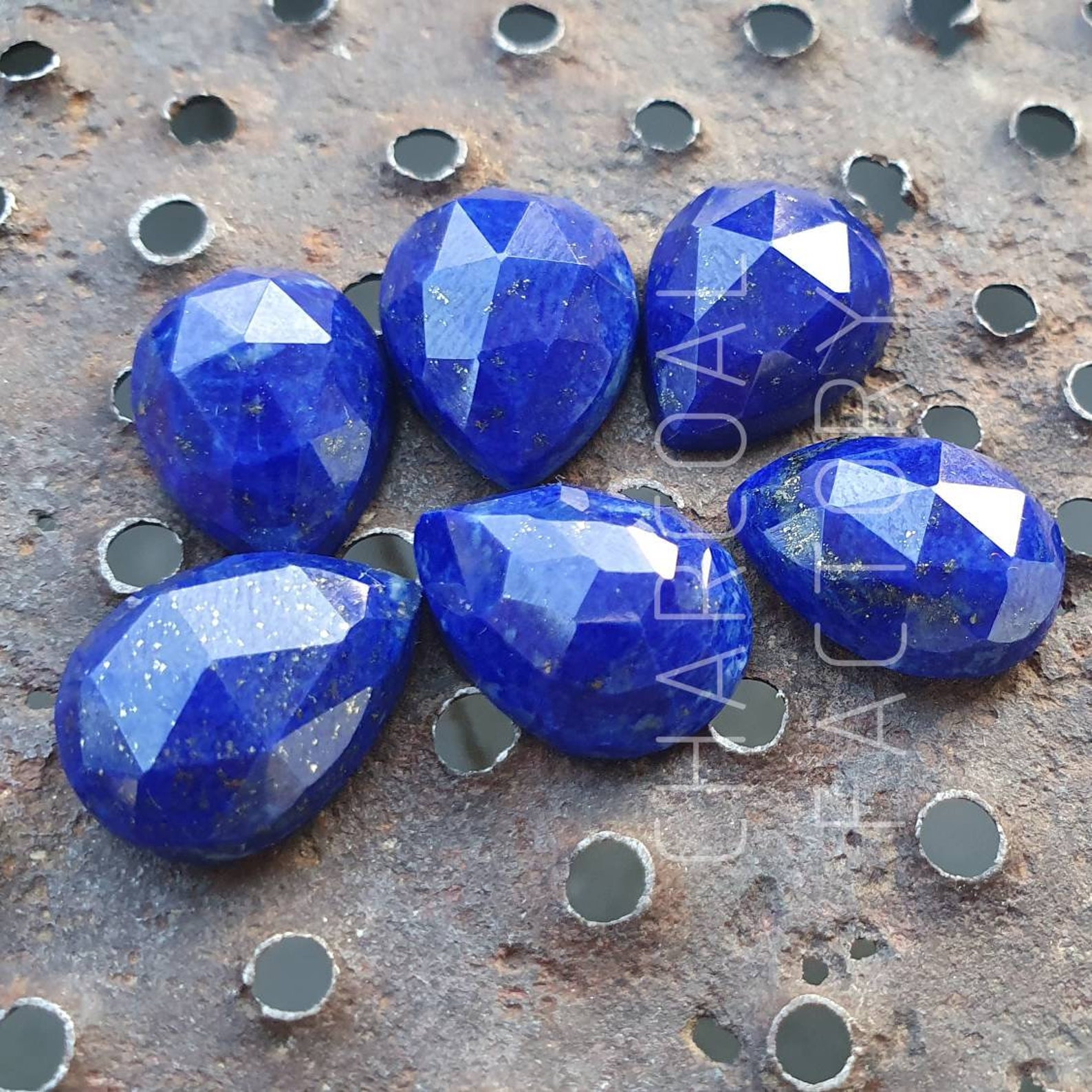 Natural Lapis Lazuli Gemstone Rose Cut AAA Cabochon Flat | Etsy