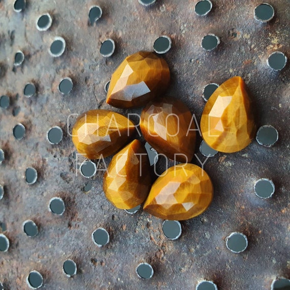 Tigers Eye Natural Rose Cut Tiger Eye Pear Shape Tiger Eye | Etsy
