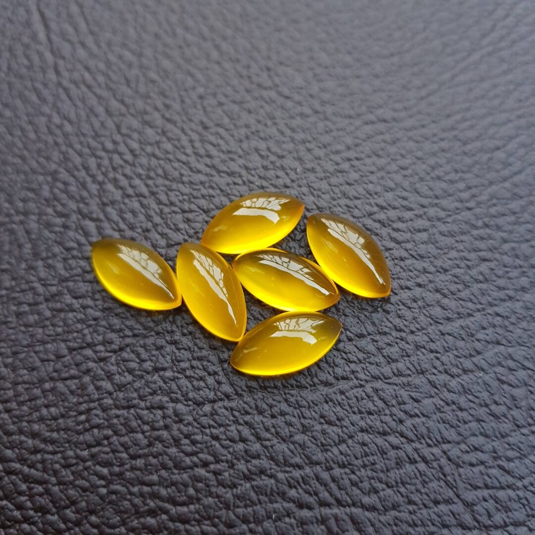 Mango Chalcedony, Yellow Chalcedony, Marquise Shaped, Flatback Mango ...