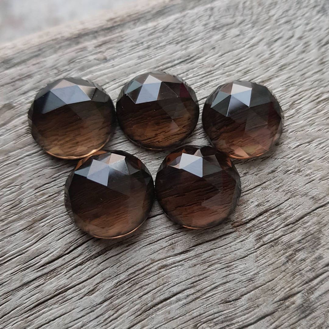 Exclusive Rose Cut Smoky Quartz Flatback Round Shape Gemstone Flatback ...