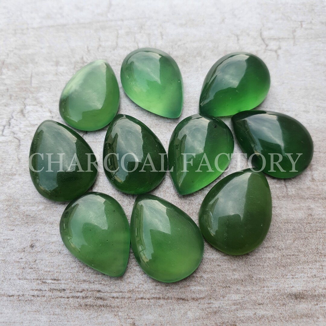 Natural American Green Serpentine , Pear Shaped Cabochon, 100% Natural ...