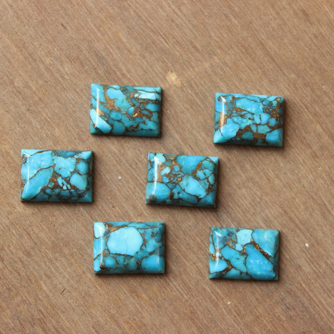 Rectangular Blue Copper Mohave Turquoise Gemstone Cabochon Calibrated ...