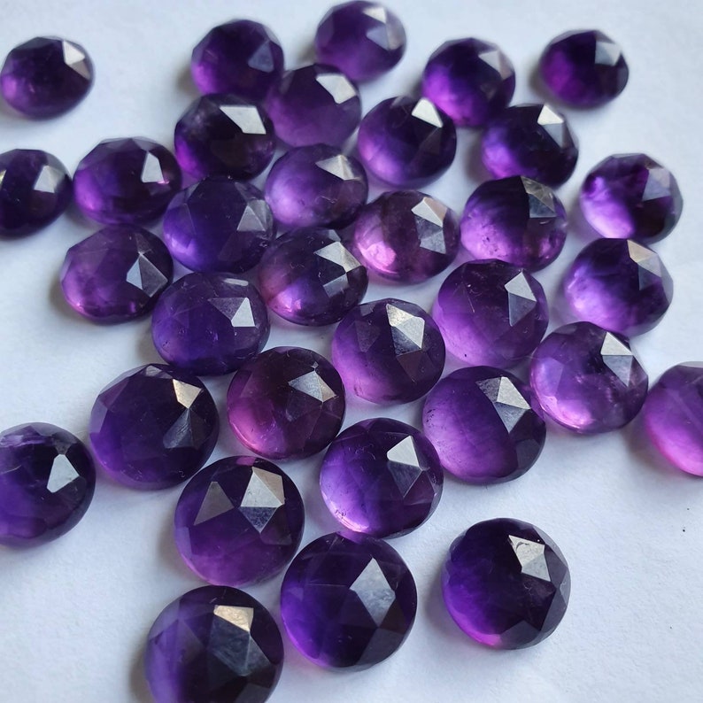 Rose Cut Exclusive Natural Purple Amethyst Cabochon Rose Cut Faceted ...