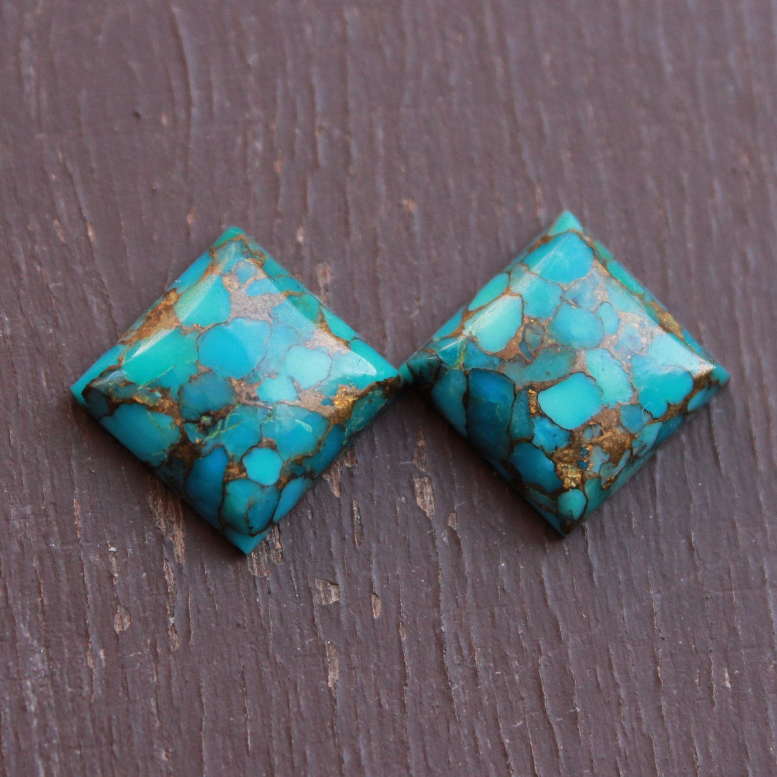 Blue Copper Mohave Turquoise Square Shape Loose Flatback - Etsy