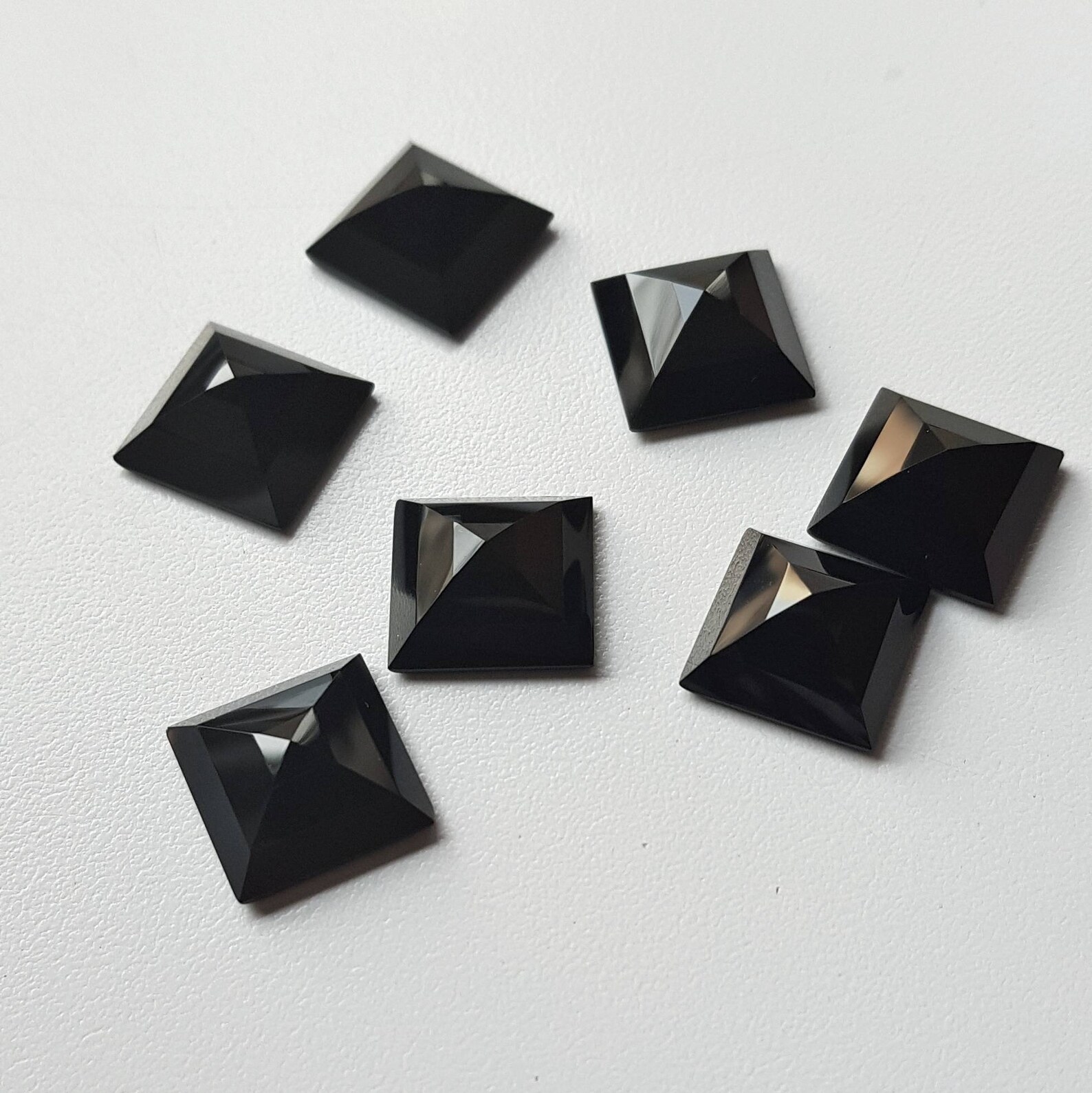 Faceted Step Cut Pyramid Cut Flatback Black Onyx Square Shape ...