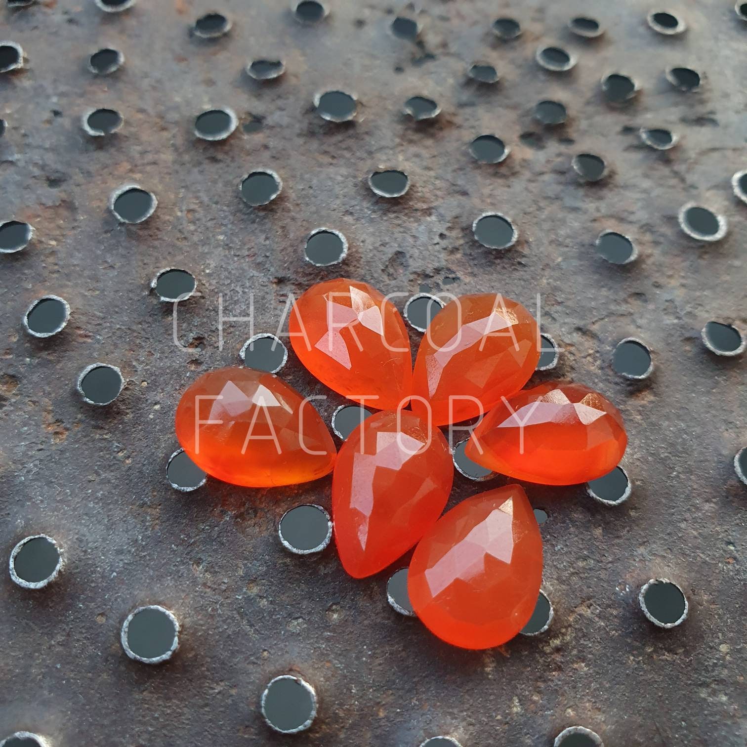 Carnelian, Natural Rose Cut Carnelian, Pear Shape Carnelian, Flat Back ...