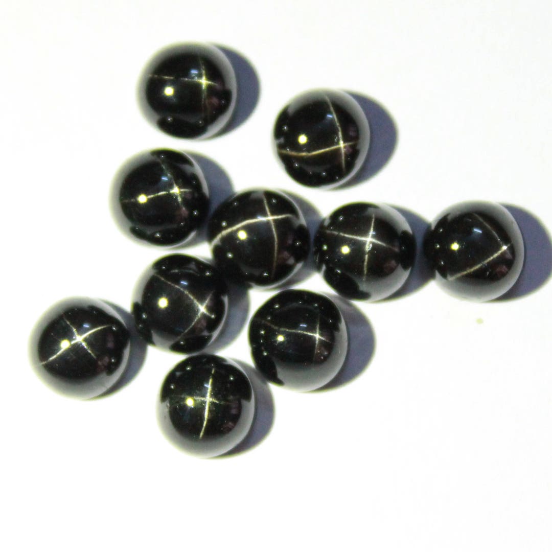 Natural Black Star Diopside Round Shape Flat Back Calibrated Gemstone ...