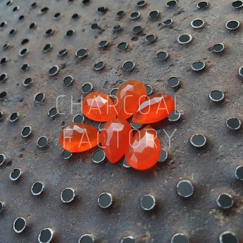 Carnelian, Natural Rose Cut Carnelian, Pear Shape Carnelian, Flat Back ...