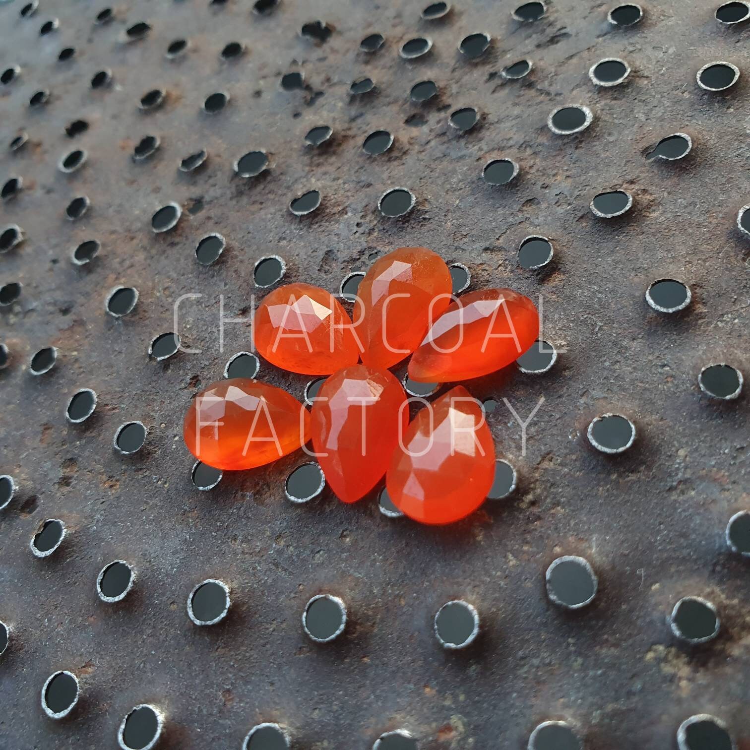Carnelian, Natural Rose Cut Carnelian, Pear Shape Carnelian, Flat Back ...