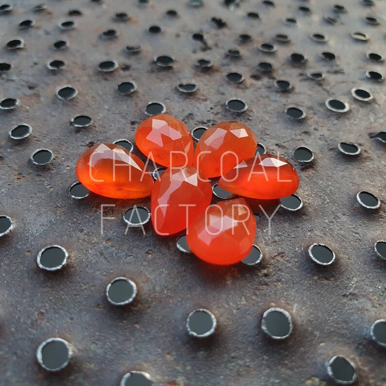 Carnelian, Natural Rose Cut Carnelian, Pear Shape Carnelian, Flat Back ...
