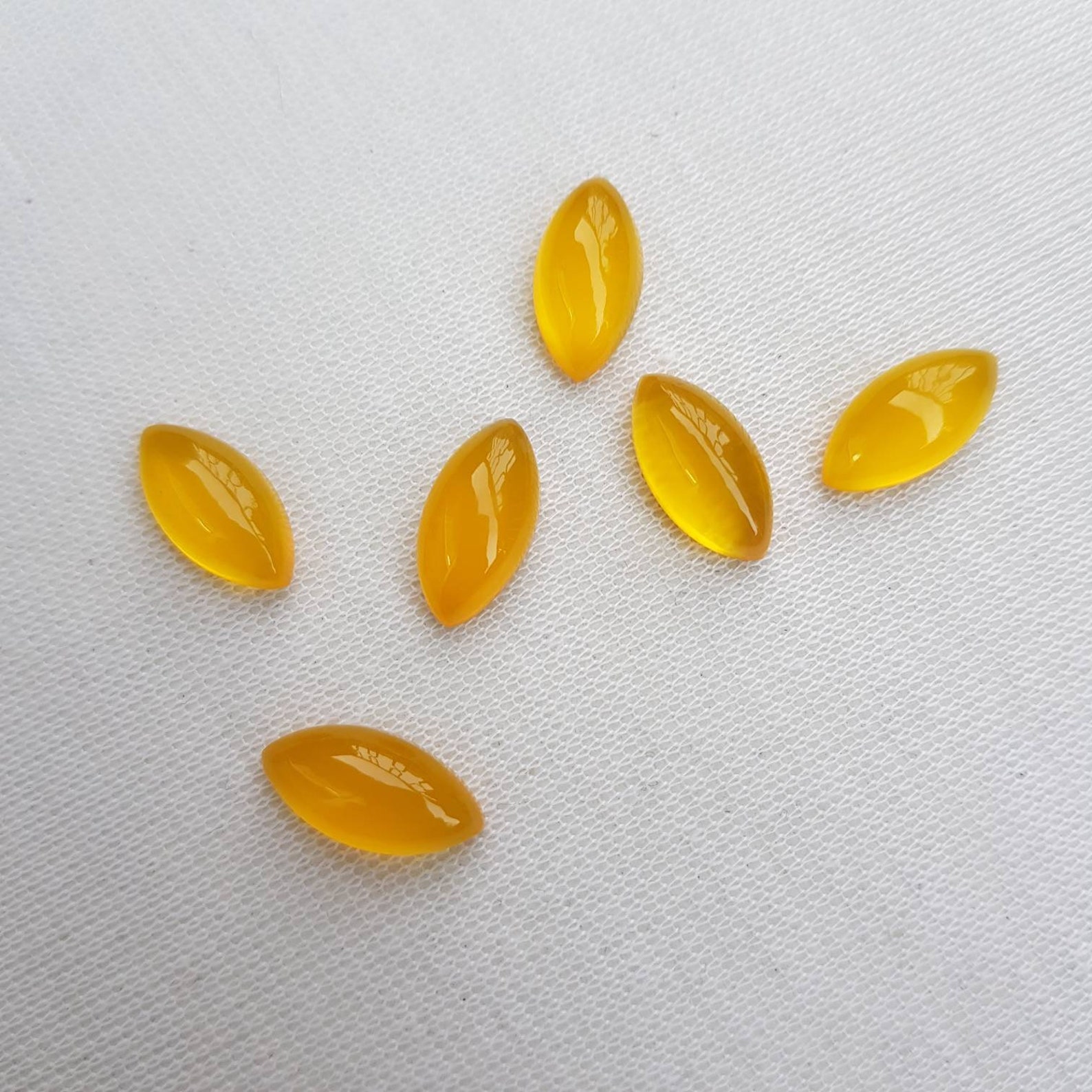 Mango Chalcedony, Yellow Chalcedony, Marquise Shaped, Flatback Mango ...