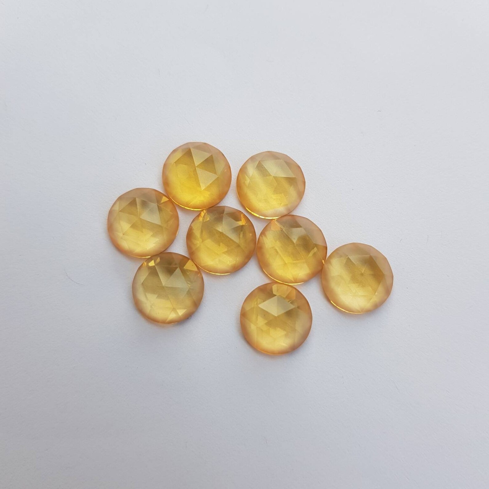 Natural Citrine, Rose Cut, Flat Back, Cabochon, Round Shape Calibrated ...