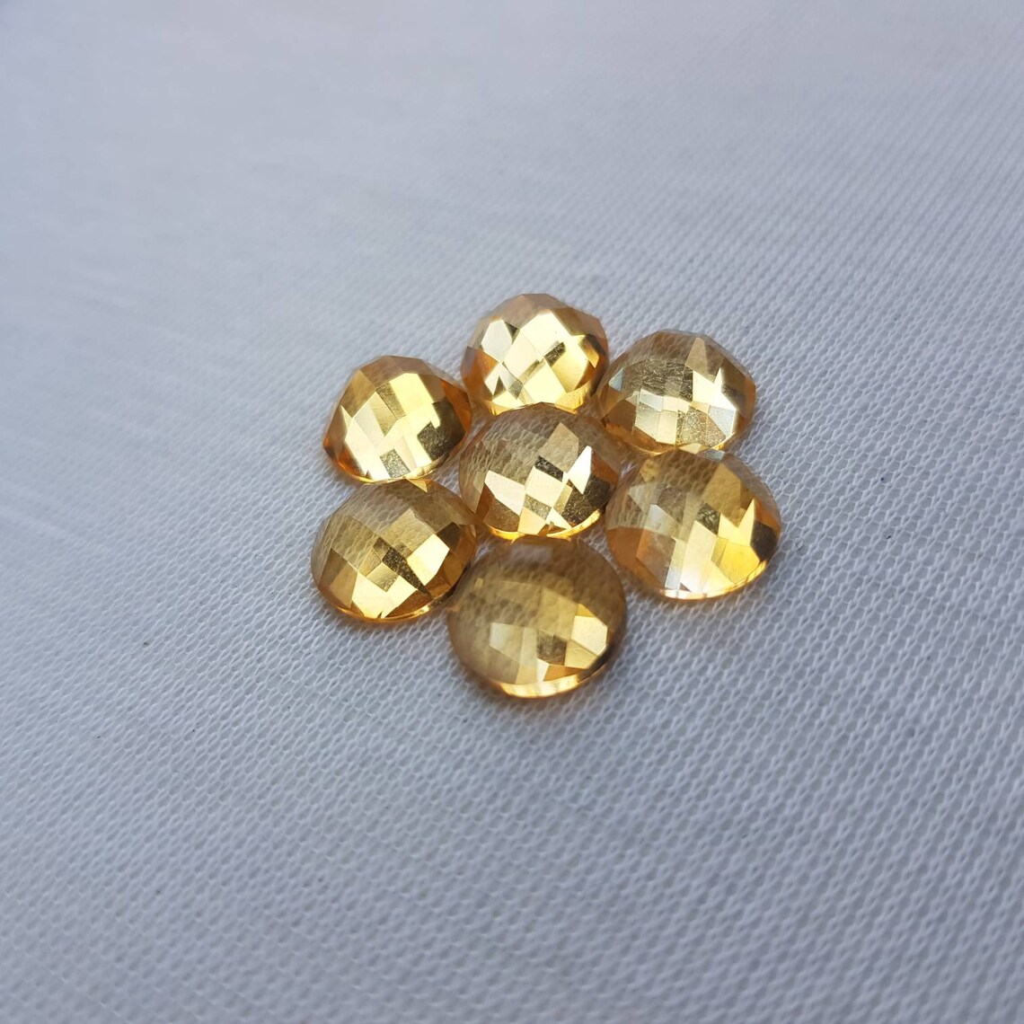 Natural Citrine checkerboard cut flat back cabochon Round | Etsy