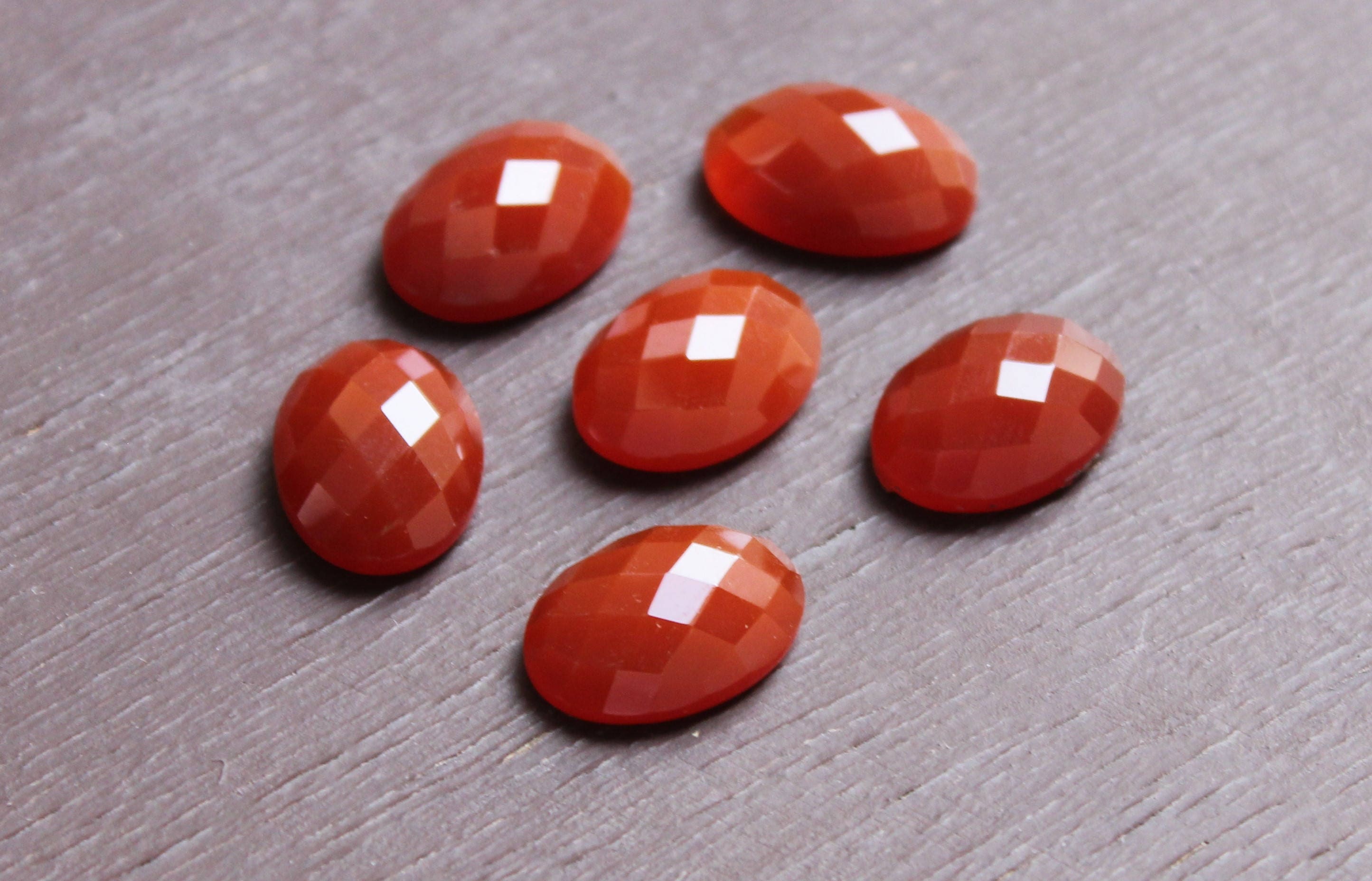 Natural Checker Board Cut Carnelian Oval Shape Gemstone | Etsy