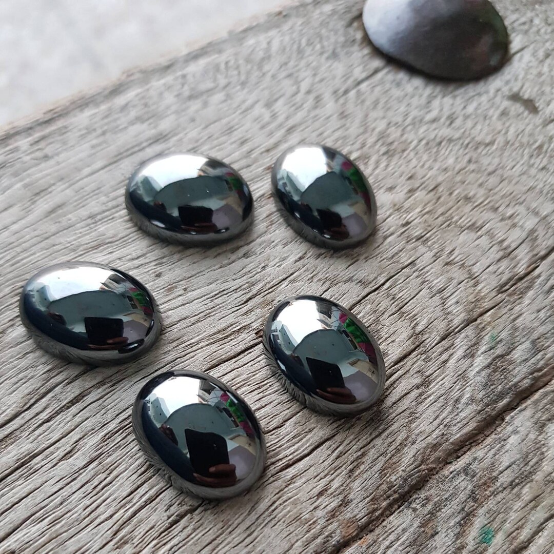 Natural Hematite Oval Shape Flatback Cabochon Calibrated Gemstones ...