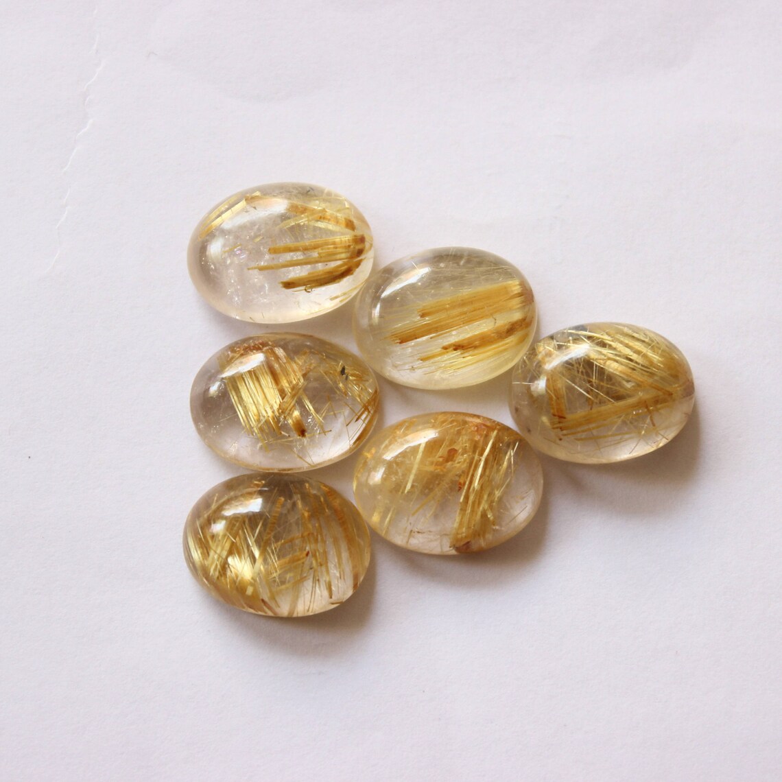 Natural Golden Rutilated Quartz Oval Shape Gemstone Cabochon - Etsy