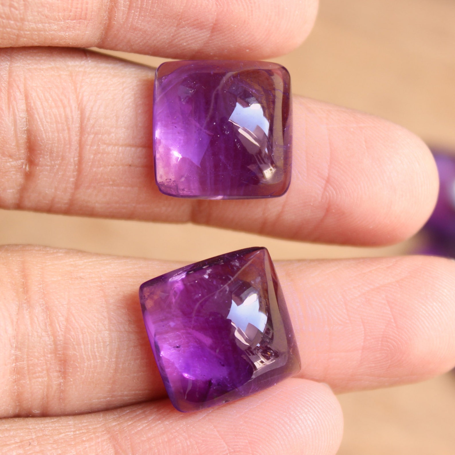 Natural Natural Amethsyt Gemstone Square Shape Cabochons for Bezel in ...