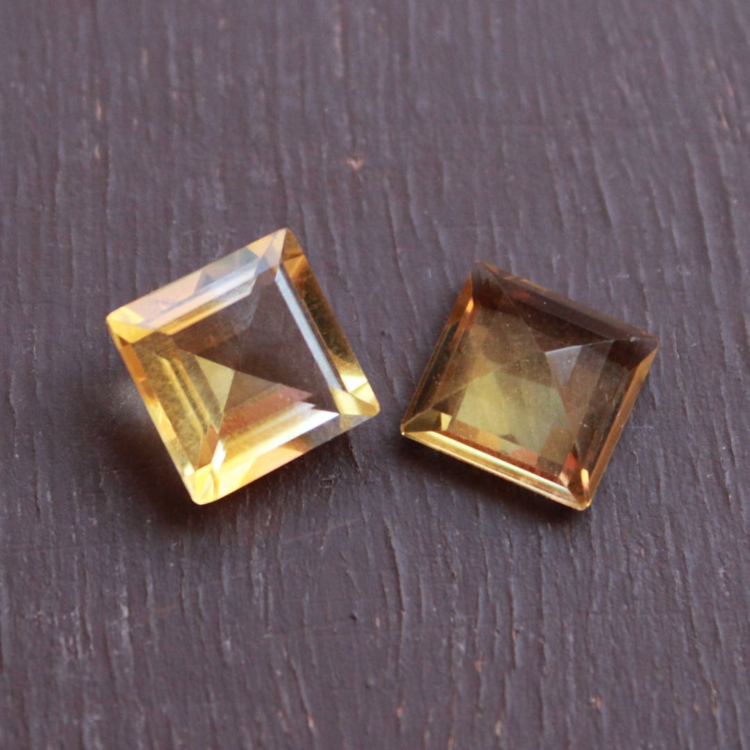 Natural Citrine Loose Table Cut Gemstone Square Shape Calibrated Sizes ...